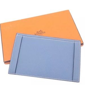 Hermes | Bags | Auth Herms Multicase Pouch Wbox Blue Jean Lthr | Poshmark